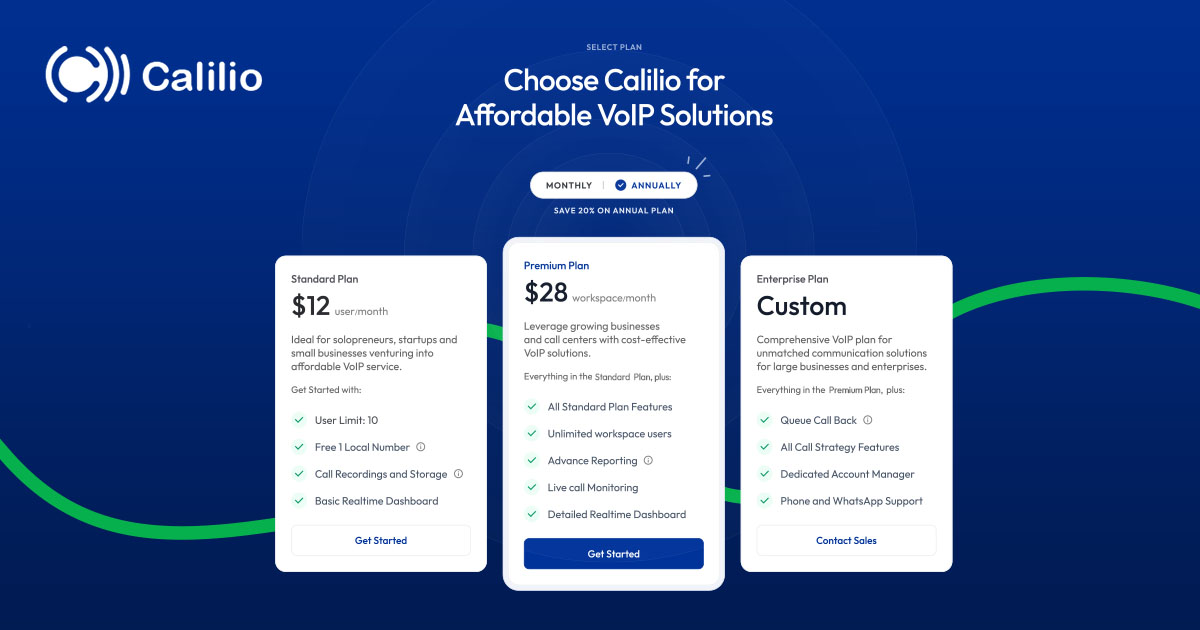 Calilio Pricing | VoIP Plan Starting at $12 Per Month